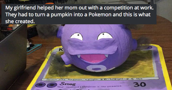 Guy's Girlfriend Helped His Mom Turn a Pumpkin into Koffing for a Work ...