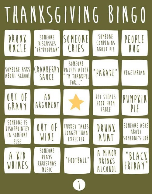 If You Win Thanksgiving Bingo, You're a True Patriot - Americana ...