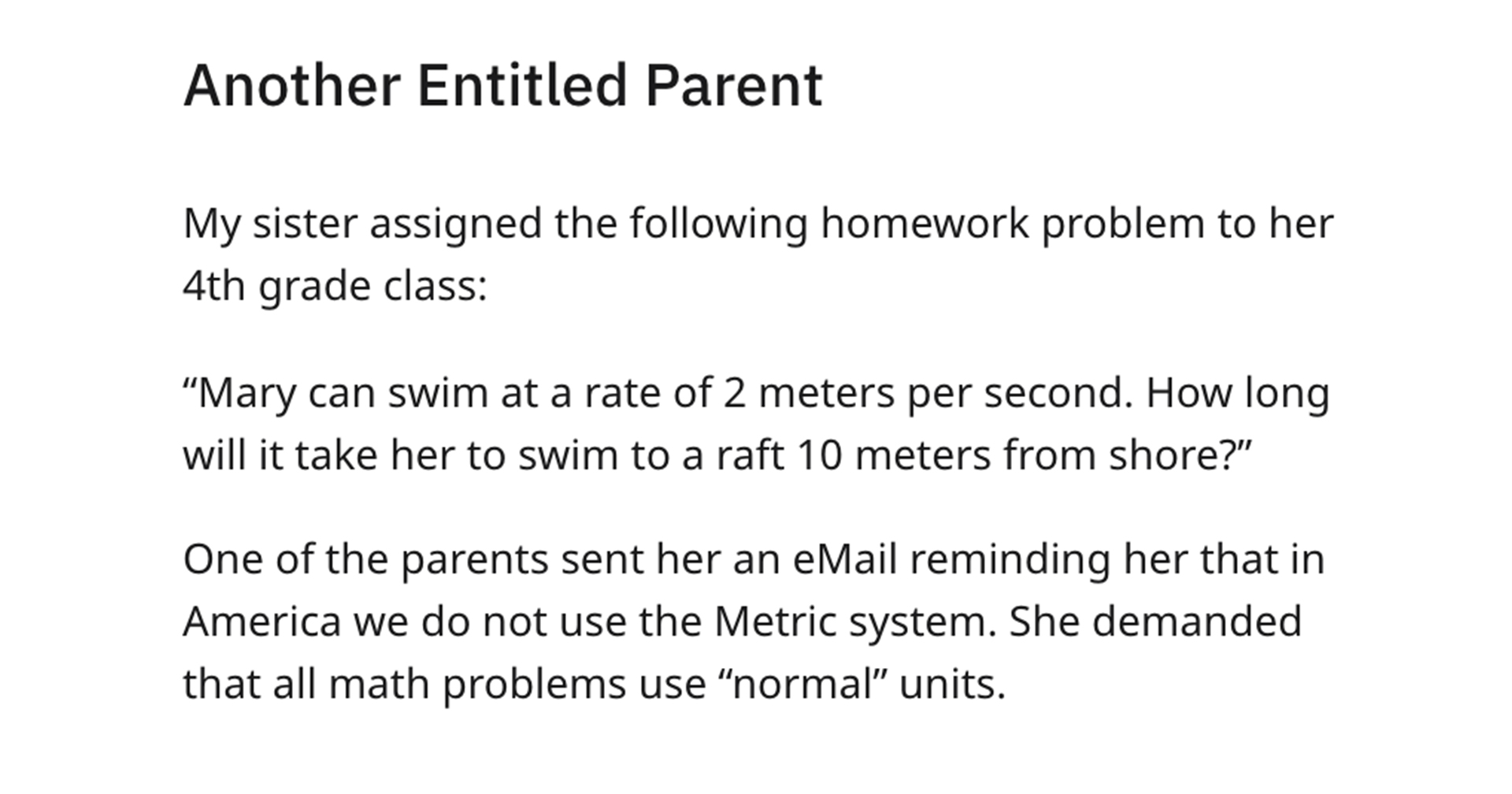 Entitled Parent Demands Teacher to Stop Using Metric System, Math Jokes ...