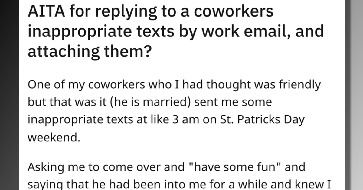 Guy Sexually Harasses Female Coworker With Inappropriate Texts, She ...