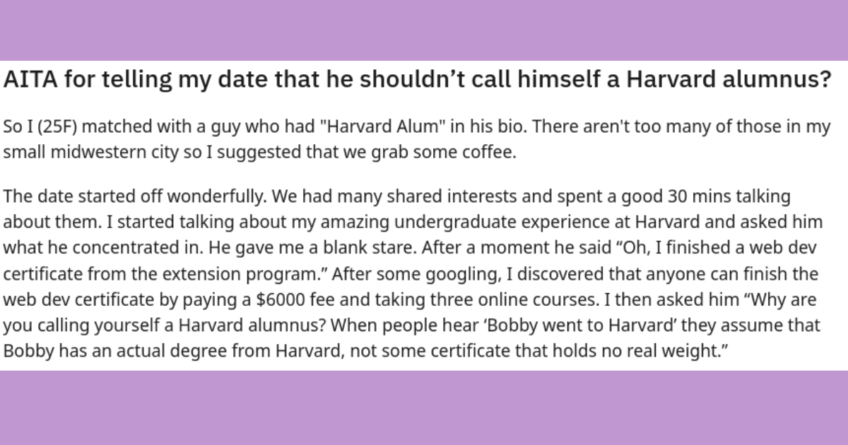 Man Who Lies About Being A Harvard Alumnus In Dating App Bio Matches ...