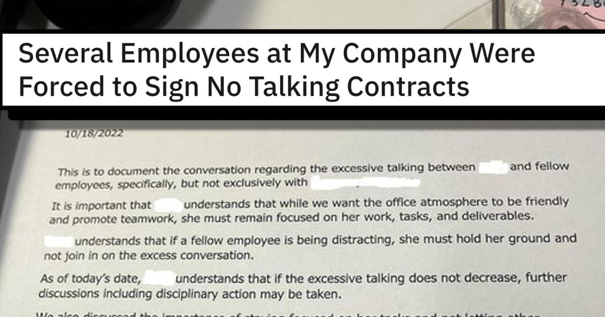 'This is literally my dream': Employer forces chatty coworkers to sign ...