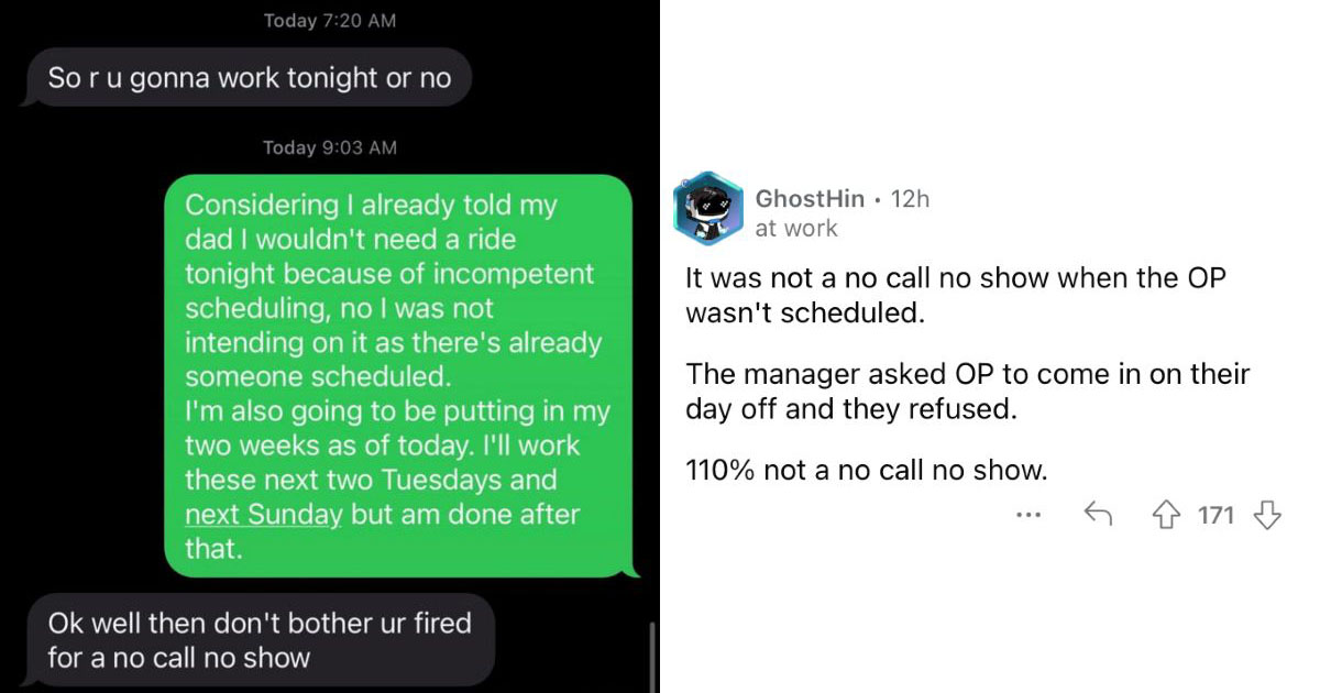 Employee Terminated For Refusing to Work When He Wasn't Scheduled ...