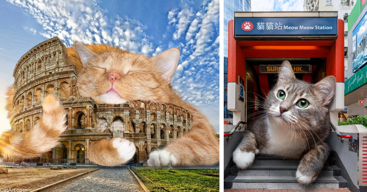 Catzilla Vs. Kitty Kong: 20 Hilarious Photoshopped Images Of Giant ...