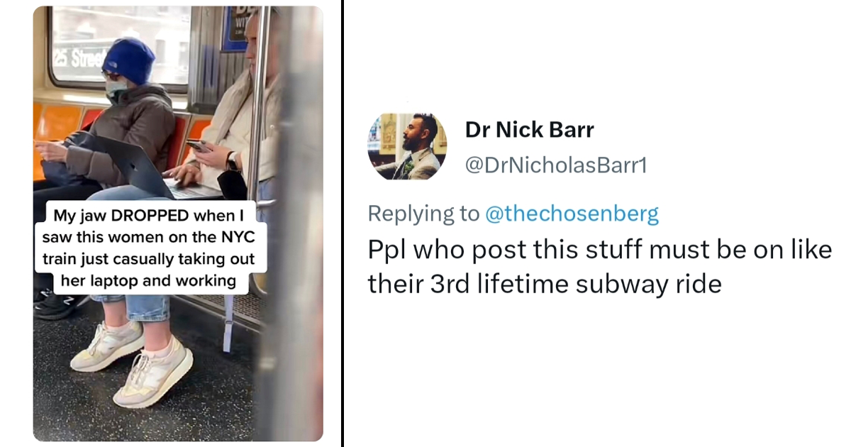Subway Rider Puzzles Twitter by Freaking Out at Lady Working on Laptop ...