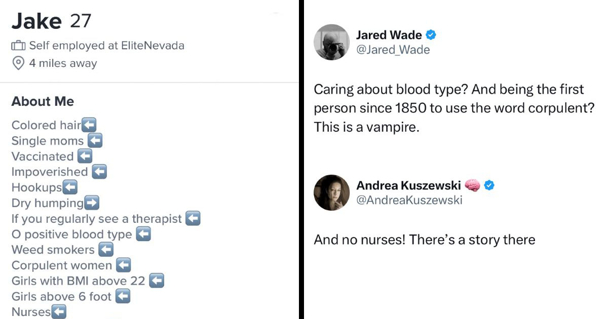 Dude's Crazy Tinder Bio Demands Very Specific Woman: No Nurses ...