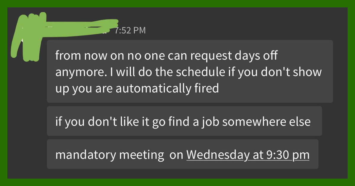 Boss Gets Roasted for Attempting to Forbid Workers From Requesting Days ...