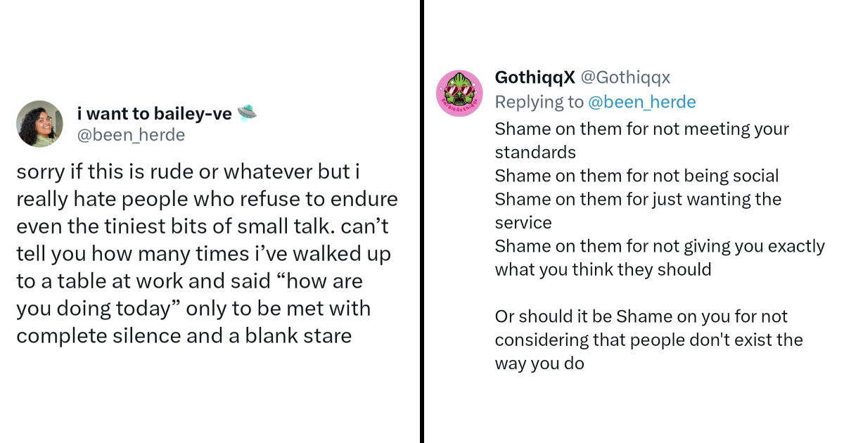 Server Complains About Customers Who Won't Converse With Her, Sparks ...