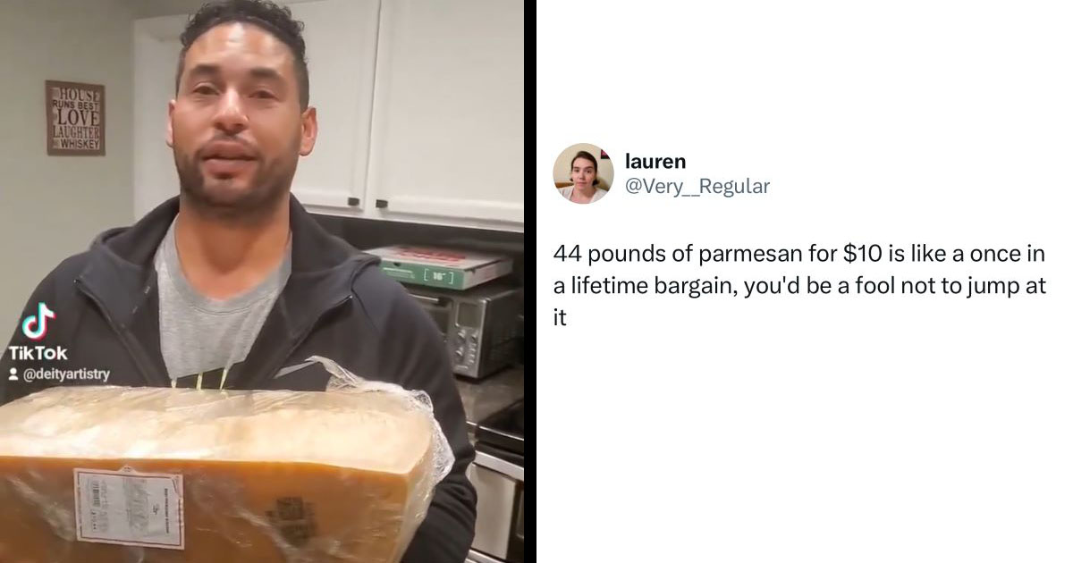 Dad bags 44 pounds of parmesan cheese worth $650 for $10, dudes of the ...