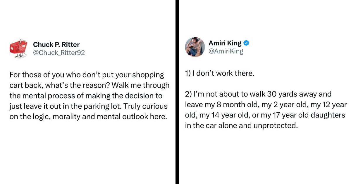 Dad refuses to put shopping carts away because he can't leave his 17 ...