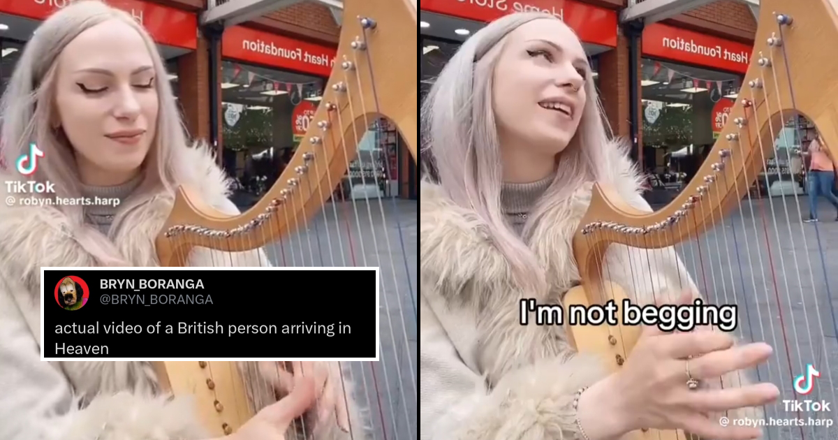 Serene British harpist plays on the street, effortlessly disarms ...