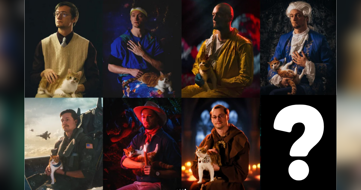 Cute cat dad creates Christmas meowgic by sending purrfectly posed ...