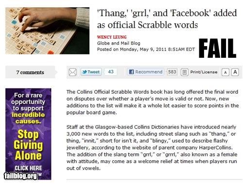 Probably Bad News: Scrabble FAIL - FAIL Blog - Funny Fails
