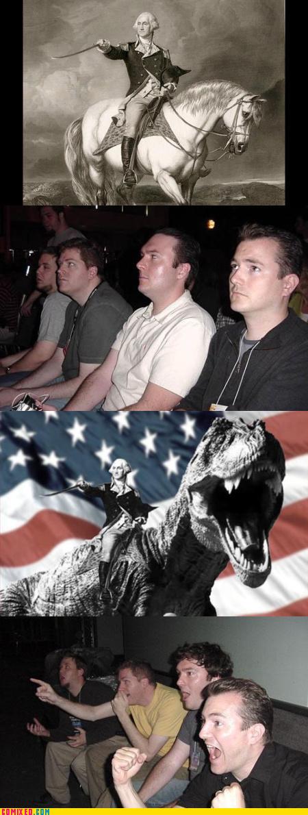 George Washington Riding A T Rex
