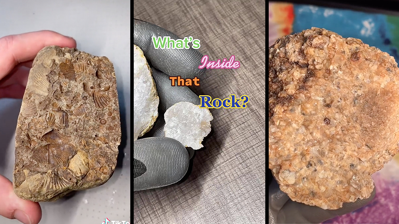 Man Breaking Open Random Rocks and Showing TikTokers What's Inside Goes ...