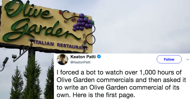 Bot Writes Epic Commercial For Olive Garden After Devouring 1,000 Hours ...
