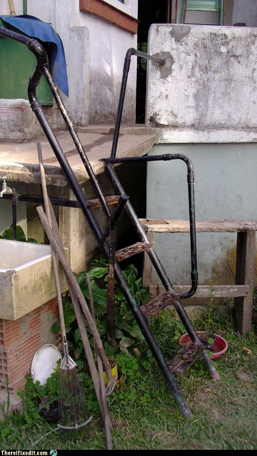 Building a Staircase From Pipes - There, I Fixed It - white trash repairs