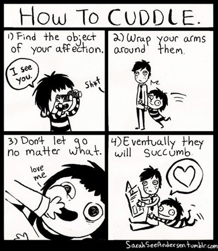 How to Cuddle - Web Comics - 4koma comic strip, webcomics, web comics