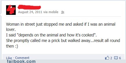 Failbook - vegan - Funny Facebook Fails - Failing On Facebook - Cheezburger
