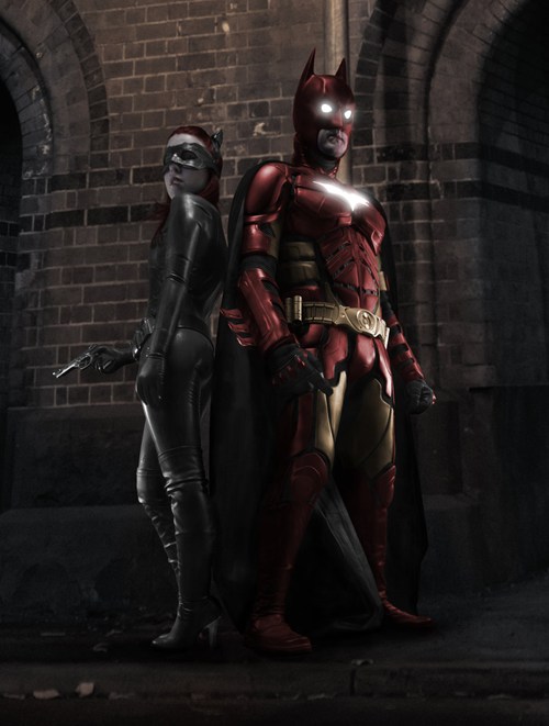 The Iron Bat and Black Cat... or is it Cat Widow?... or Black Woman ...