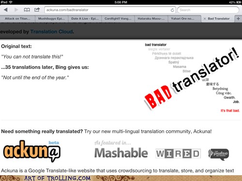 Bad translator. Takes one year to translate. - Art of Trolling - Troll ...