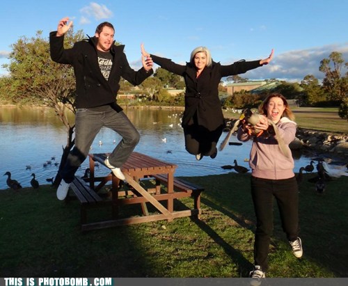 Jump? No, DUCK! - Photobombs - photobomb that guy