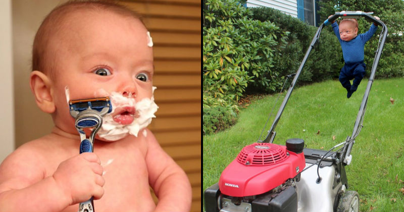 Photoshopping Dad Makes His Baby Do Manly Things - FAIL Blog - Funny Fails