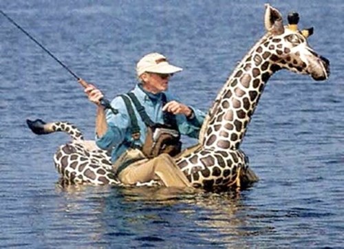 Just Me Fishing from My Inflatable Giraffe - Poorly Dressed - fashion fail