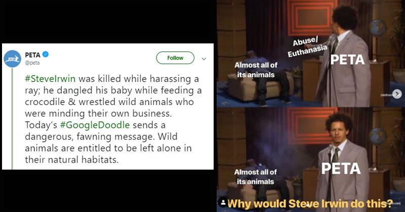 PETA Is Getting Royally Dragged For Talking Trash About Steve Irwin On ...