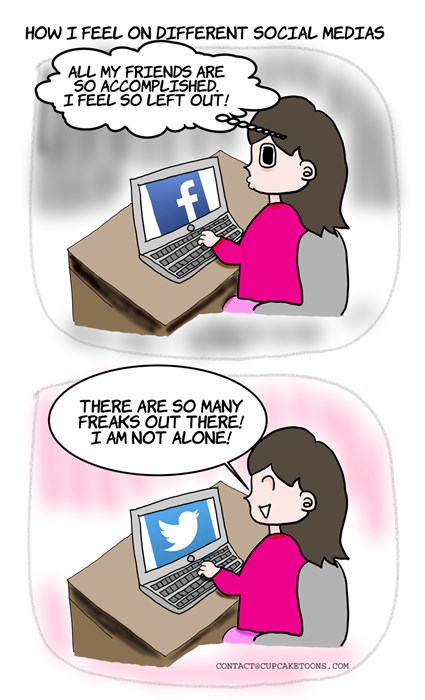 How I Feel on Different Social Medias - Web Comics - 4koma comic strip ...