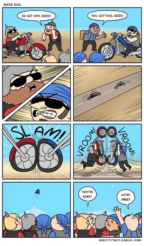 Biker Duel - Web Comics - 4koma comic strip, webcomics, web comics