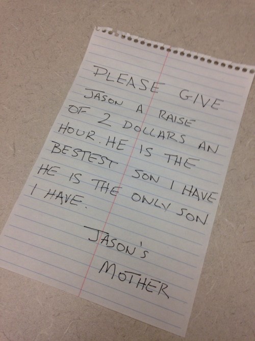 You're Never Too Old to Bring in a Note From Mom - Monday Thru Friday ...
