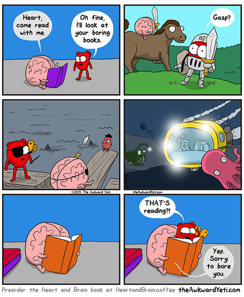 Reading is For The Heart And The Brain - Web Comics - 4koma comic strip ...