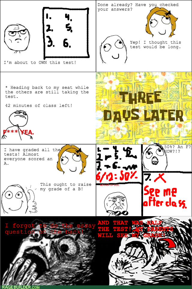 Test Taking Gone Wrong - Rage Comics - rage comics