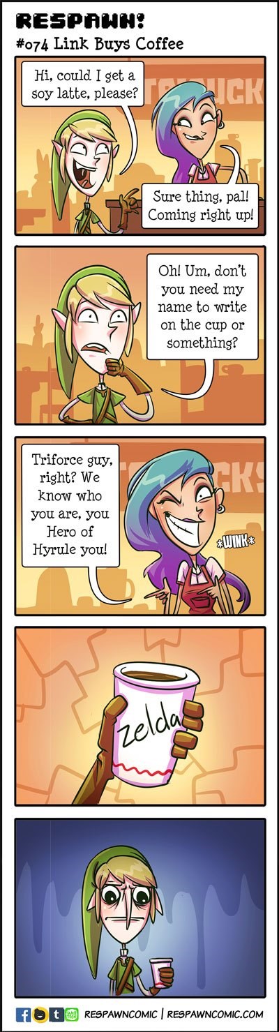 Link Buys Coffee - Web Comics - 4koma comic strip, webcomics, web comics
