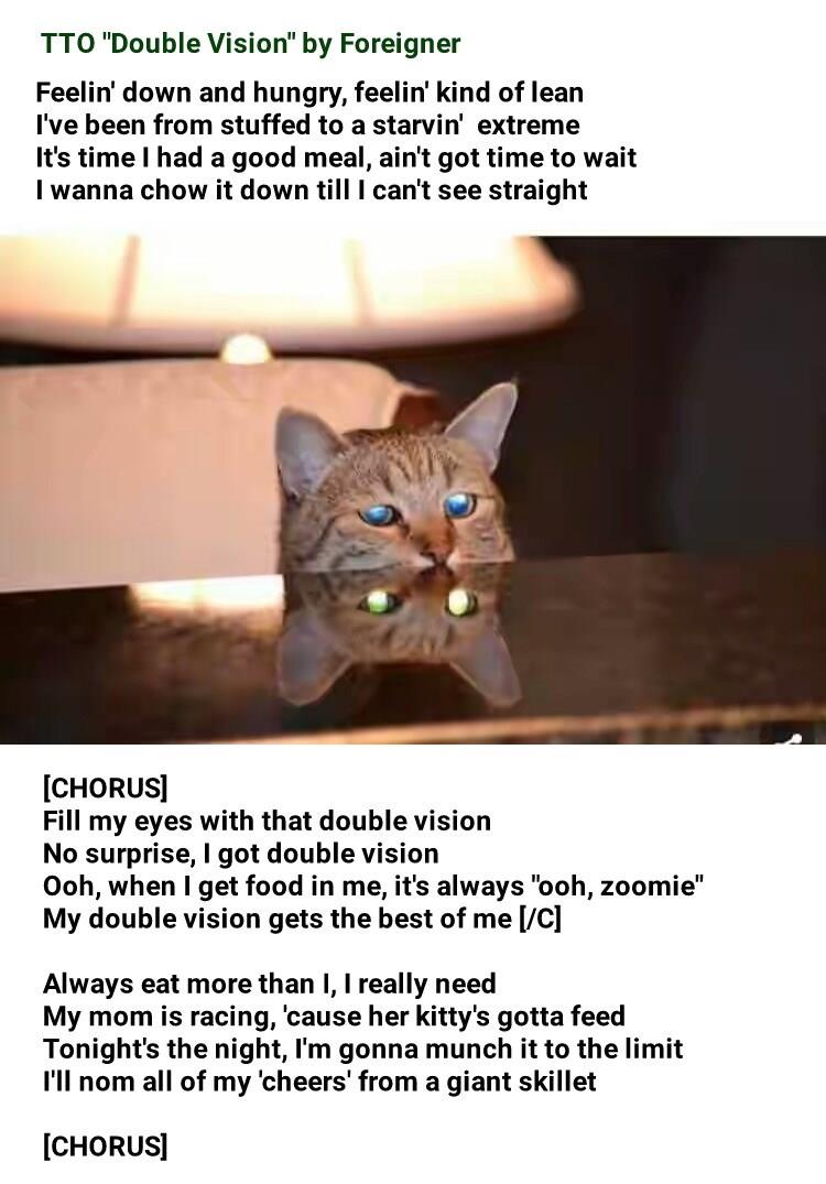 "Food Coma" (TTO "Double Vision" by Foreigner) (recaption http ...