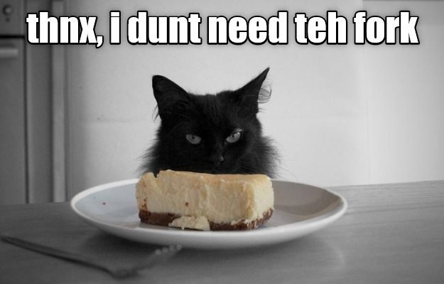 thnx, i dunt need teh fork - Lolcats - lol | cat memes | funny cats ...