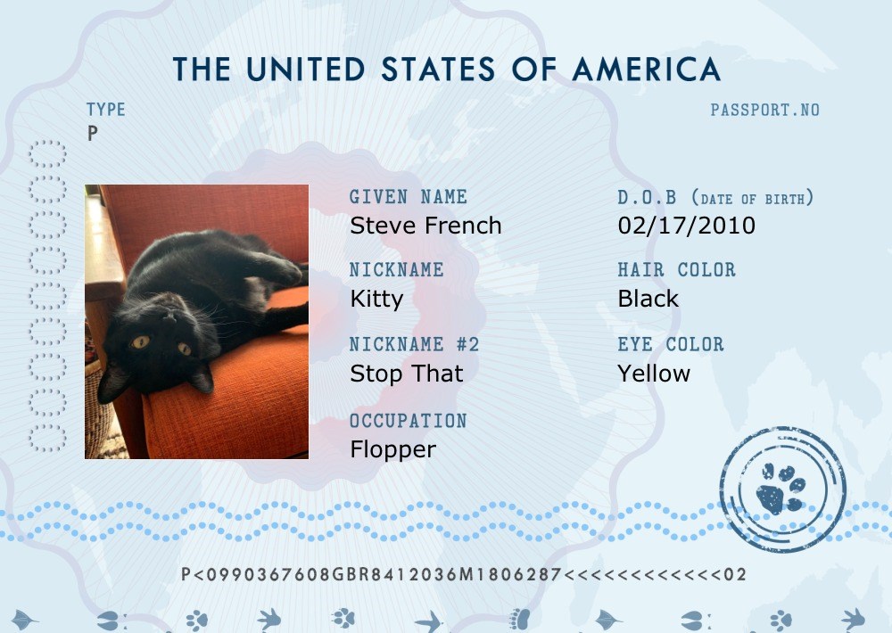 Steve French Passport - Pet Passports - Cats | Dogs | Passport ...