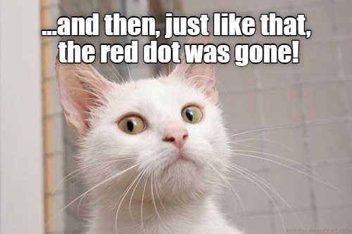 ...and then, just like that, the red dot was gone! - Lolcats - lol ...