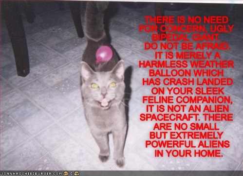 A HARMLESS WEATHER BALLOON - Lolcats - lol | cat memes | funny cats ...