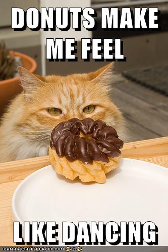 DONUTS MAKE ME FEEL LIKE DANCING - Lolcats - lol | cat memes | funny cats | funny cat pictures ...
