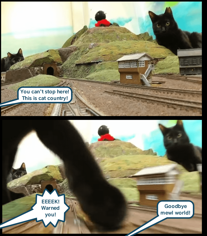 Railroaded by cats - Lolcats - lol | cat memes | funny cats | funny cat ...